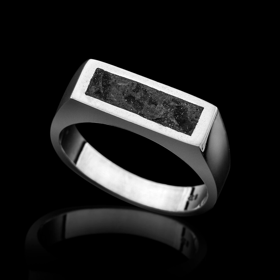 Sterling Silver Rectangle Signet Ring With Urban Concrete--handcrafted ...