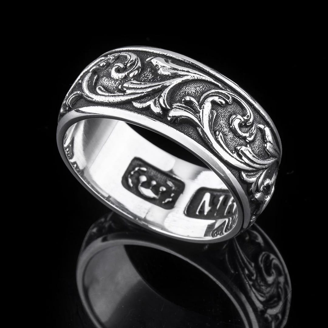 ORNAMENT Ring--925 Sterling Silver Ring With Baroque Engraving ...