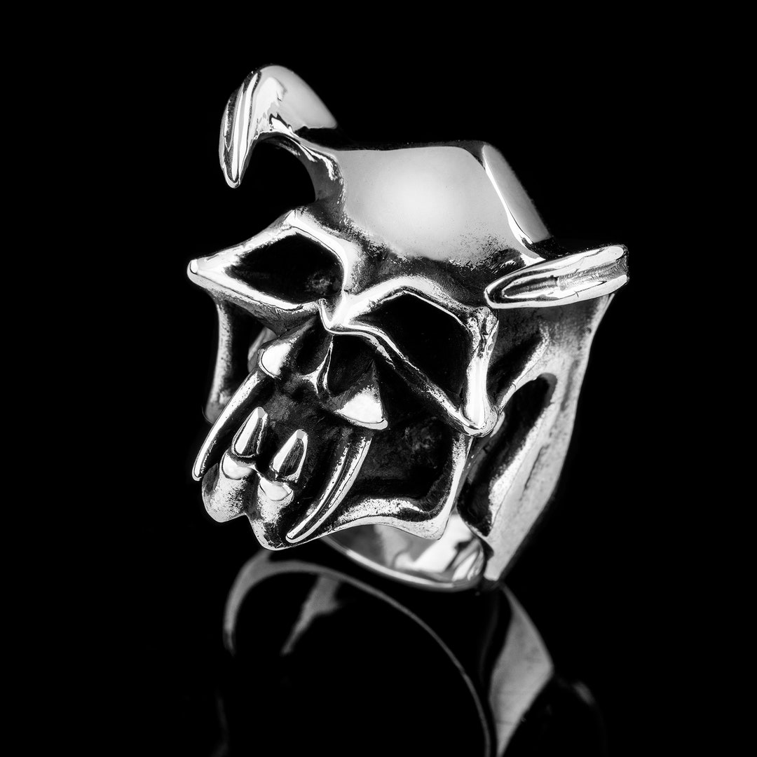 Silver Alien Skull Ring--925 Sterling Silverfull Finger Ring--heavy ...