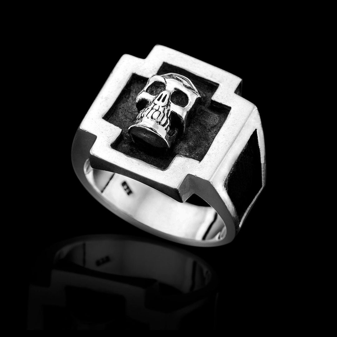 Sterling Silver Cross Skull Ring-sterling Silver Skull Ring-men Silver ...