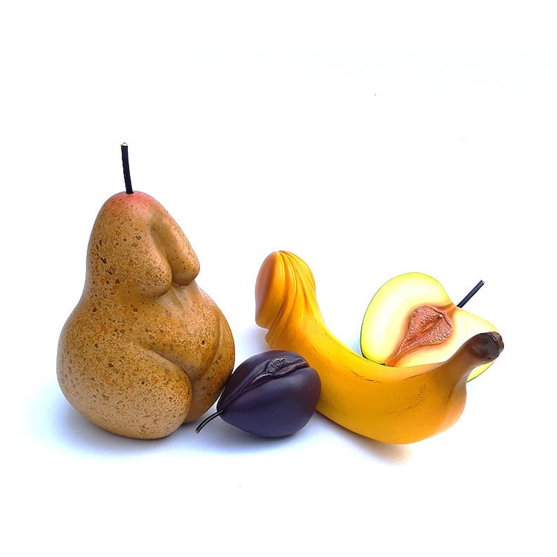 Erotic Fruits -set, Apple, Pear, Banana, Plum, Erotic Art, Erotic Art ...