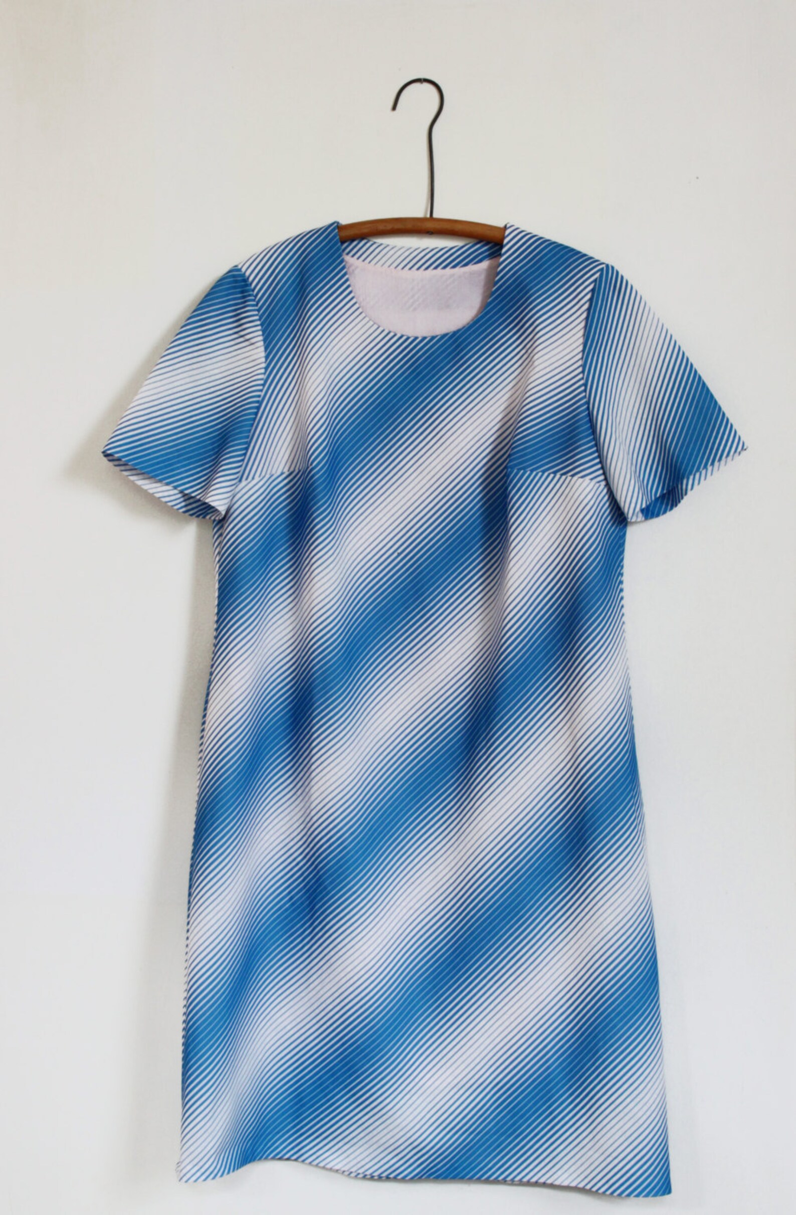 60s Blue & White A-line Dress Optical Art Print - Etsy