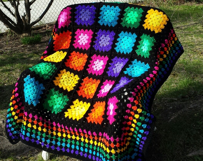 Multicolor Granny Square Throw - Etsy