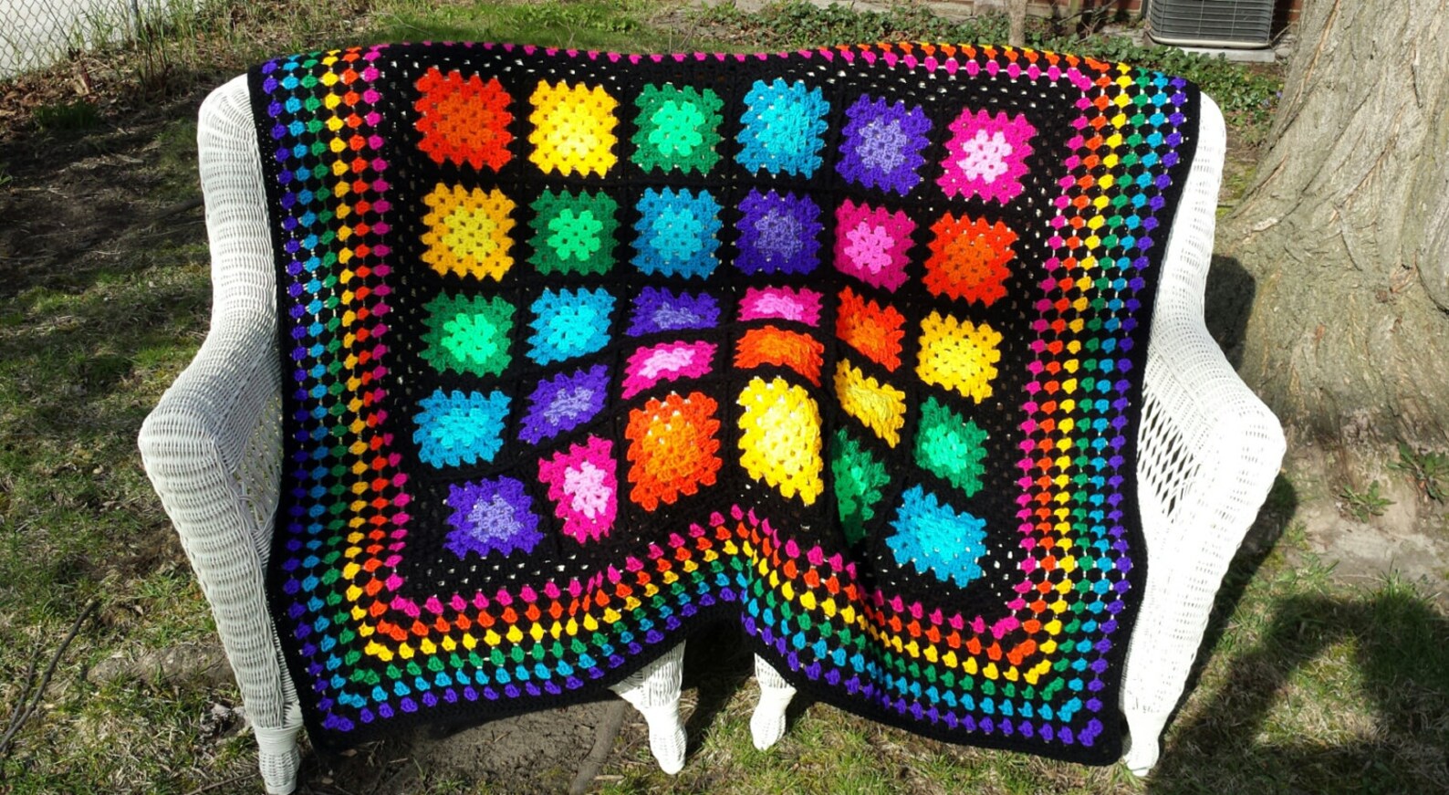 Multicolor Granny Square Throw - Etsy
