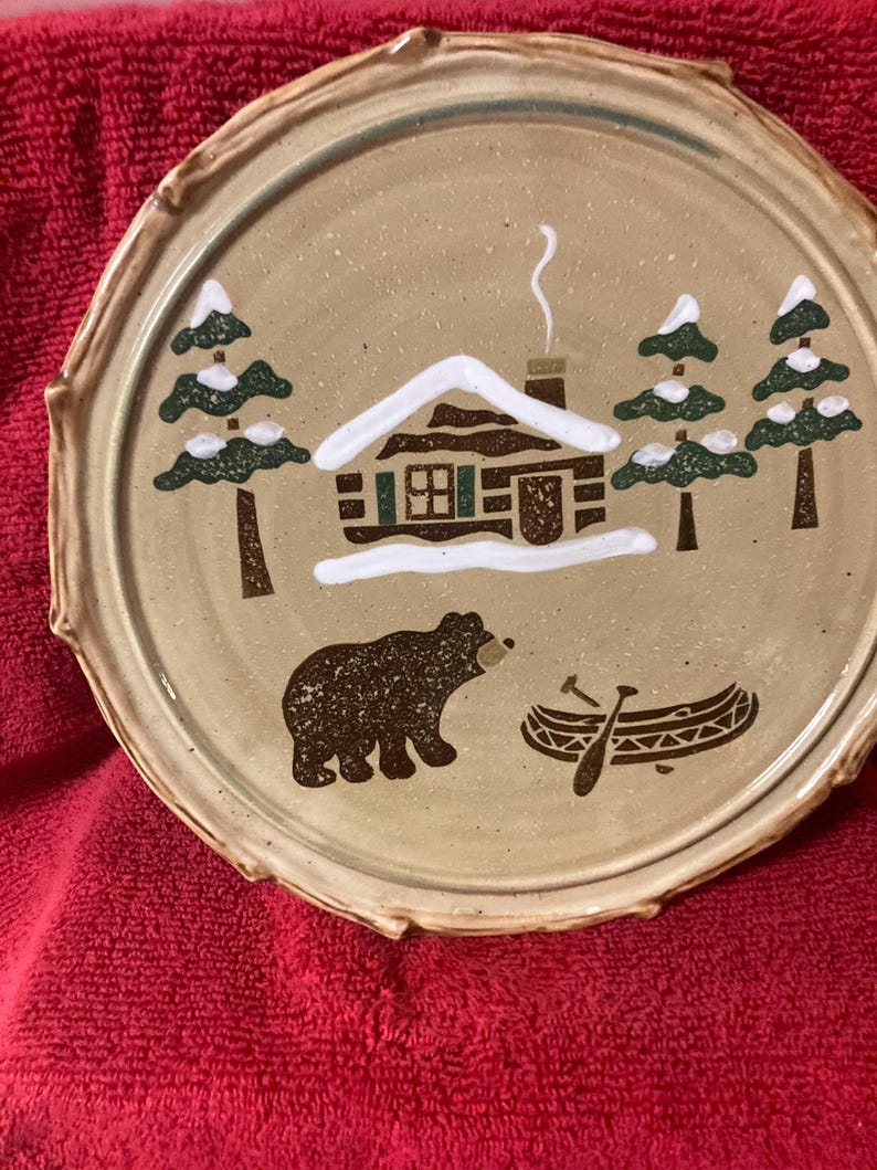 Rustic Decorative Cabin/bear Theme Plate - Etsy