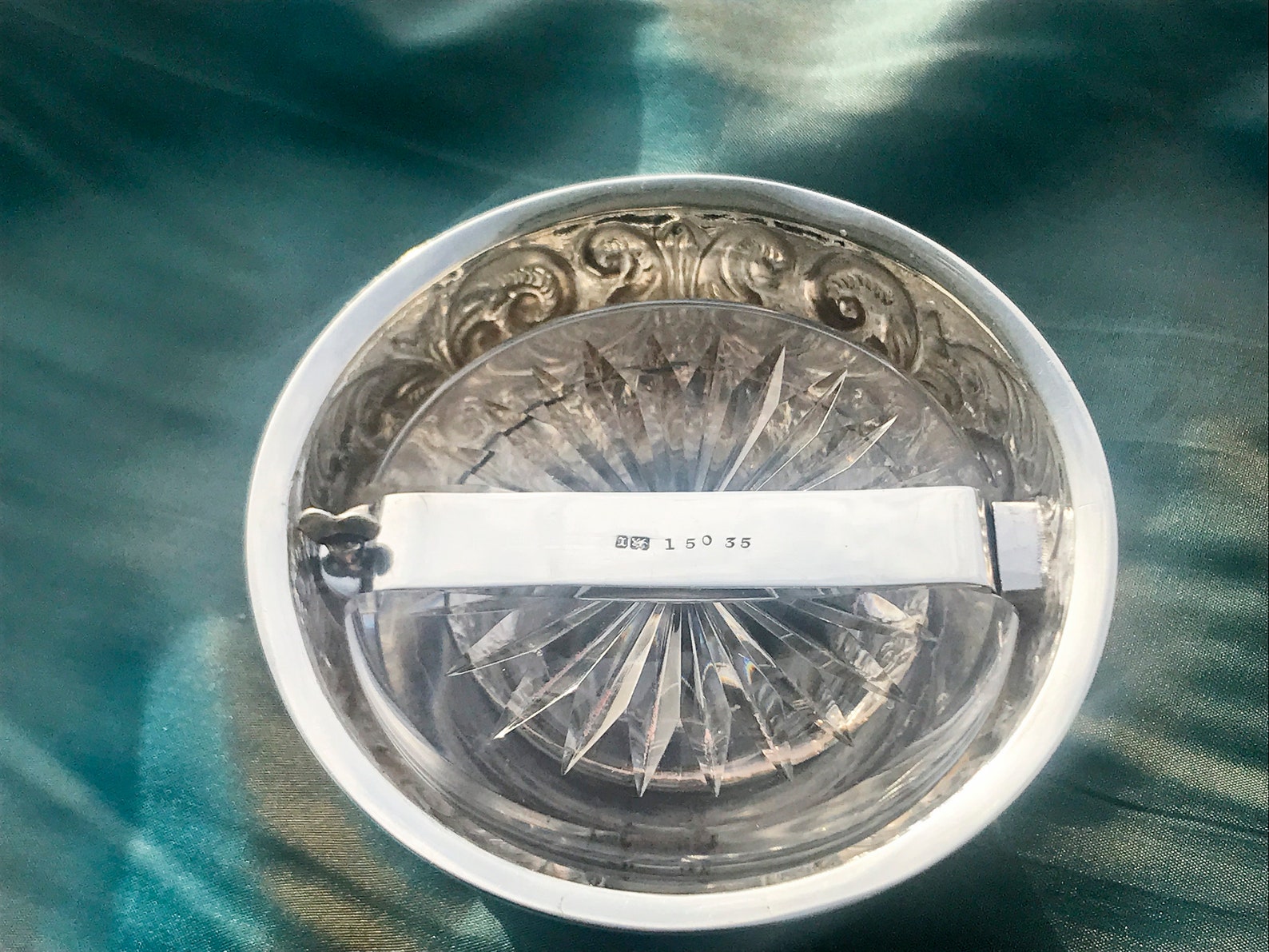 John Grinsell and Sons Antique Silver Inkwell Cut Glass Capstan Inkwell ...