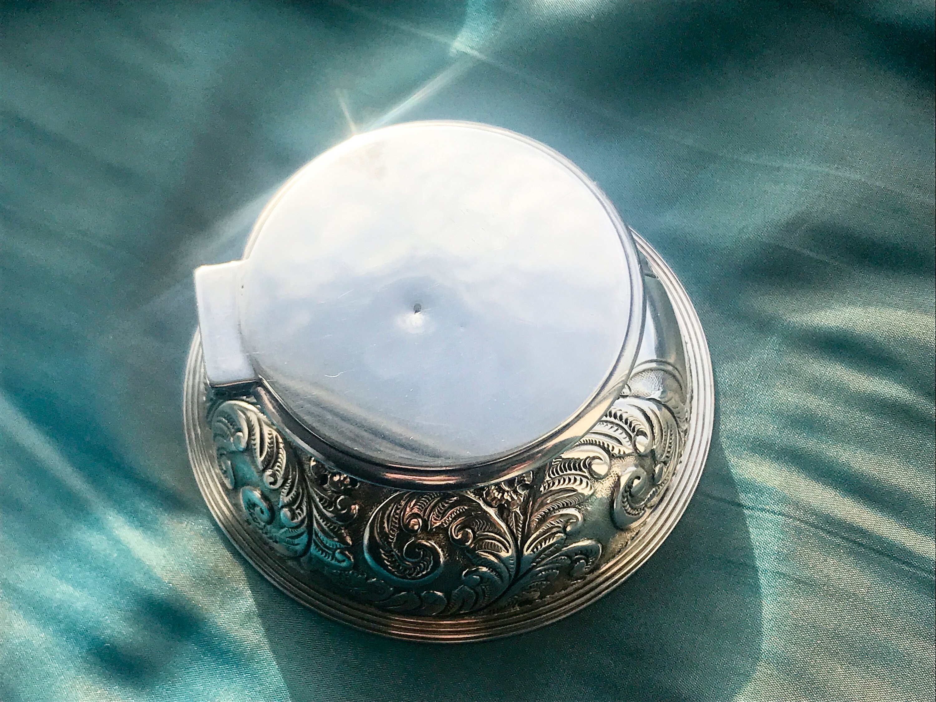 John Grinsell and Sons Antique Silver Inkwell Cut Glass Capstan Inkwell ...