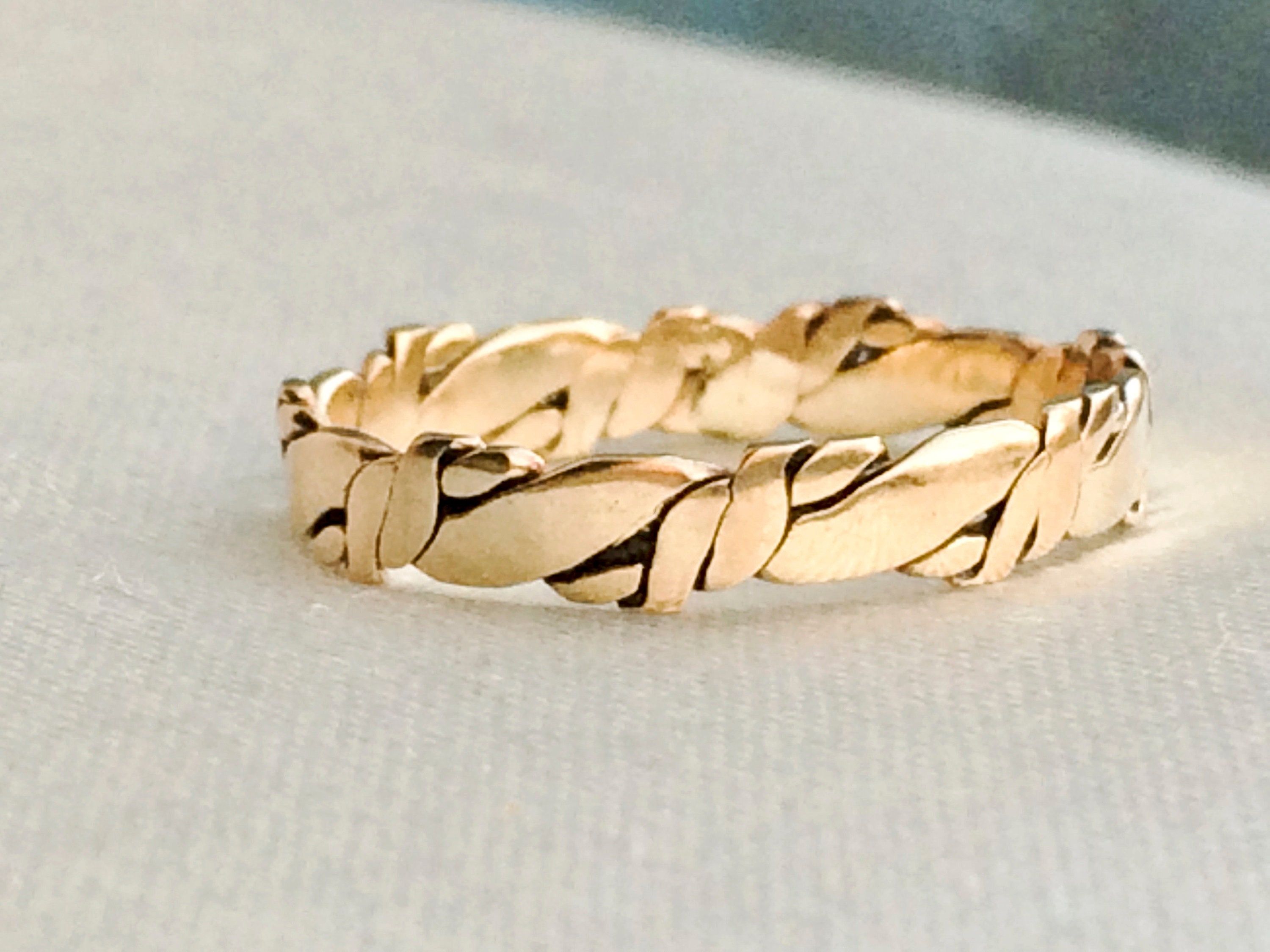 Vintage 9ct Gold Hand Made Weave Design Wedding Ring London Hallmarked ...