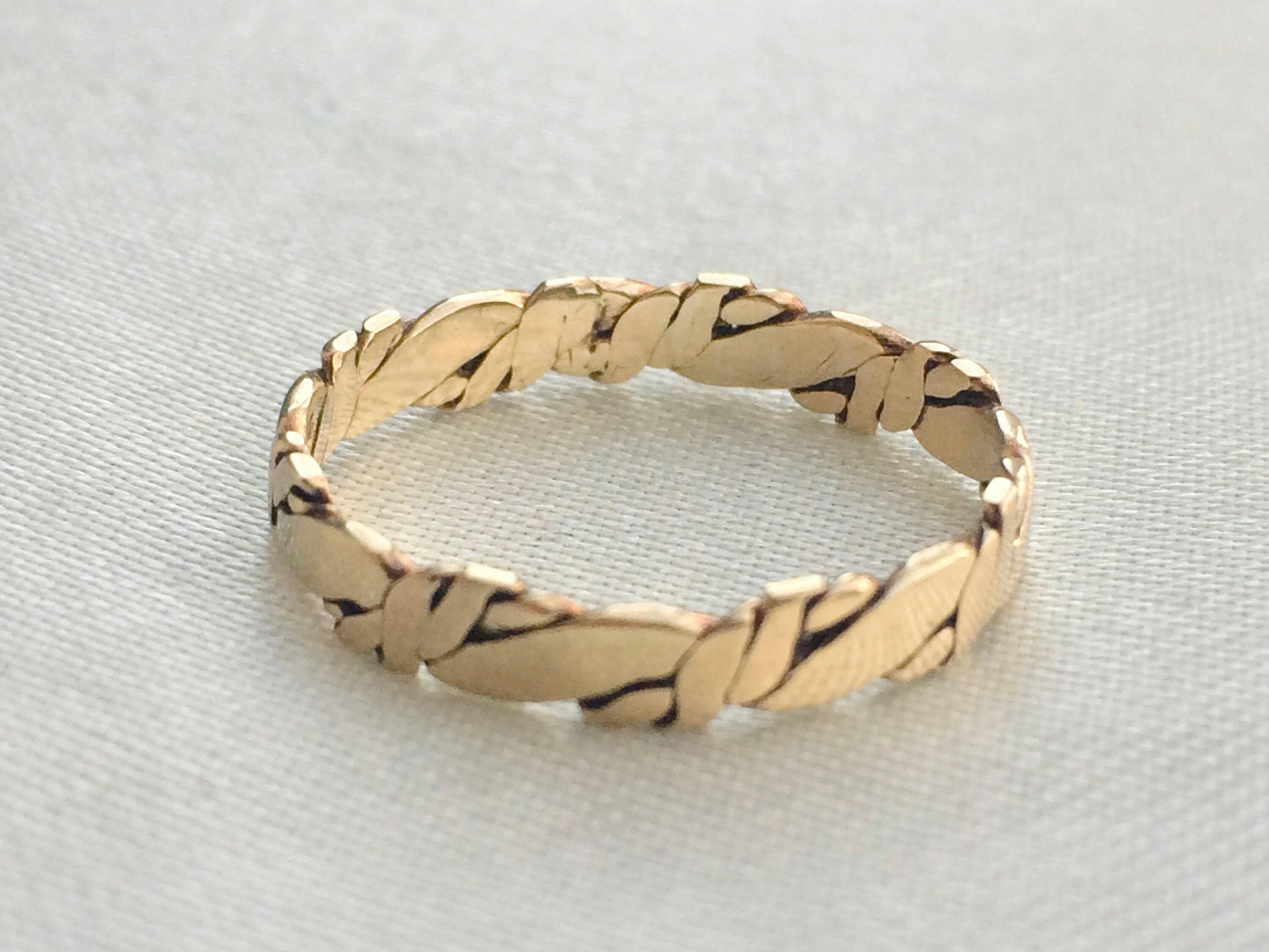Vintage 9ct Gold Hand Made Weave Design Wedding Ring London Hallmarked ...