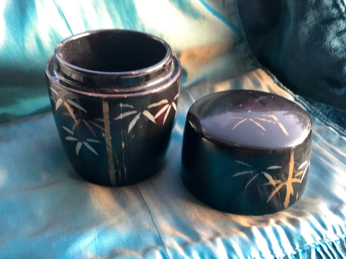 Japanese Lacquer Ware Box Bamboo Design Vintage Original | Etsy