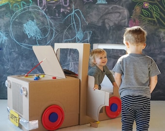 Build-your-own Cardboard Box Bulldozer and Cardboard Box Car ...