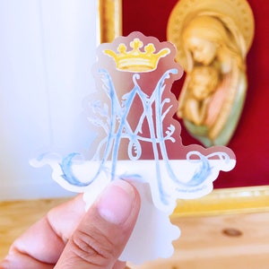 Auspice Maria Sticker, Catholic Sticker, Virgin Mary, Ave Maria CLEAR ...