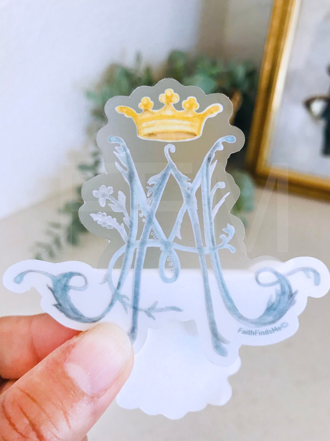 Auspice Maria Sticker, Catholic Sticker, Virgin Mary, Ave Maria CLEAR ...