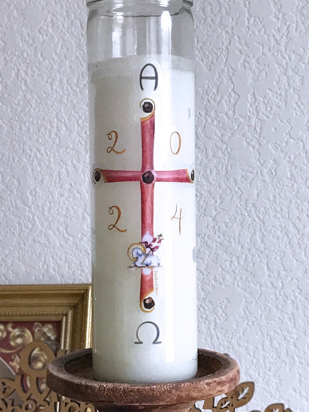 2024 Catholic Easter Paschal Candle Sticker, Decal, CLEAR. Size 3 X 5. ...