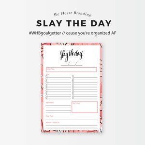 Slay the Day - Daily Planning Printable (pink) - Etsy