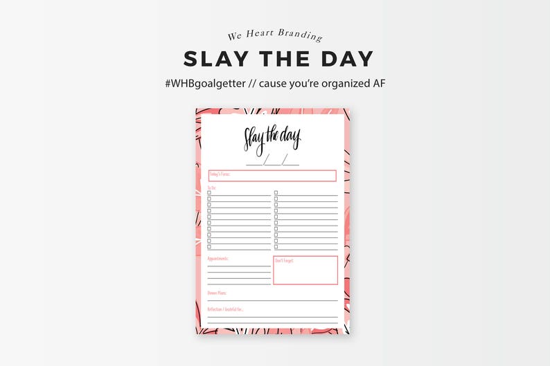 Slay the Day - Daily Planning Printable (pink) - Etsy