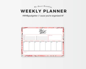 Pink Undated Weekly Planner Printable Week on 1 Page Letter - Etsy