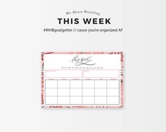 Pink Undated Weekly Planner Printable, Week on 1 Page, Letter Size ...