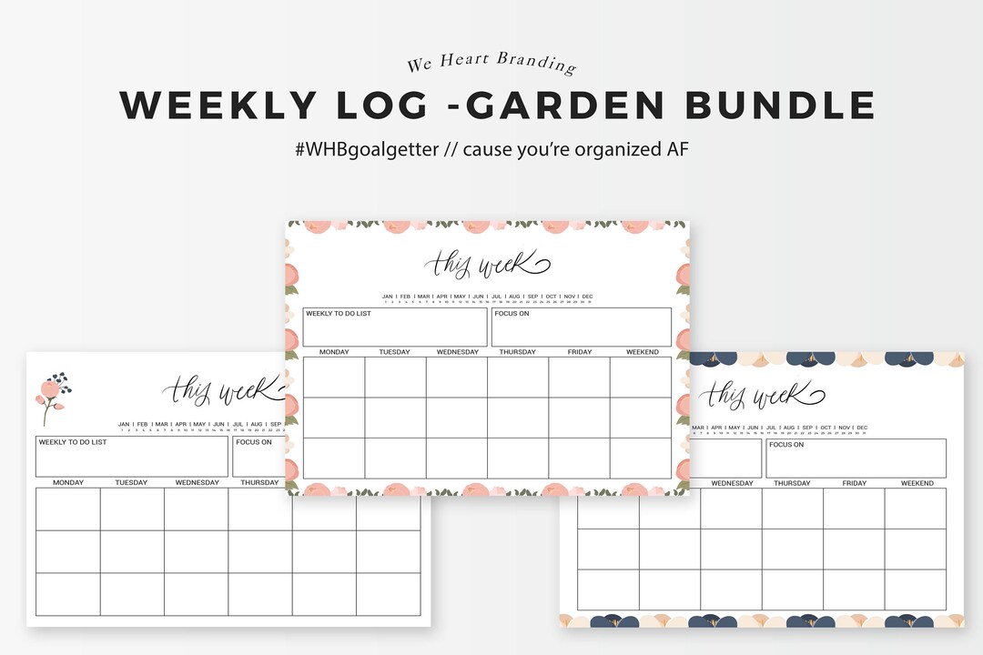 Weekly Log - Weekly Planning Printable (garden Bundle) - Etsy