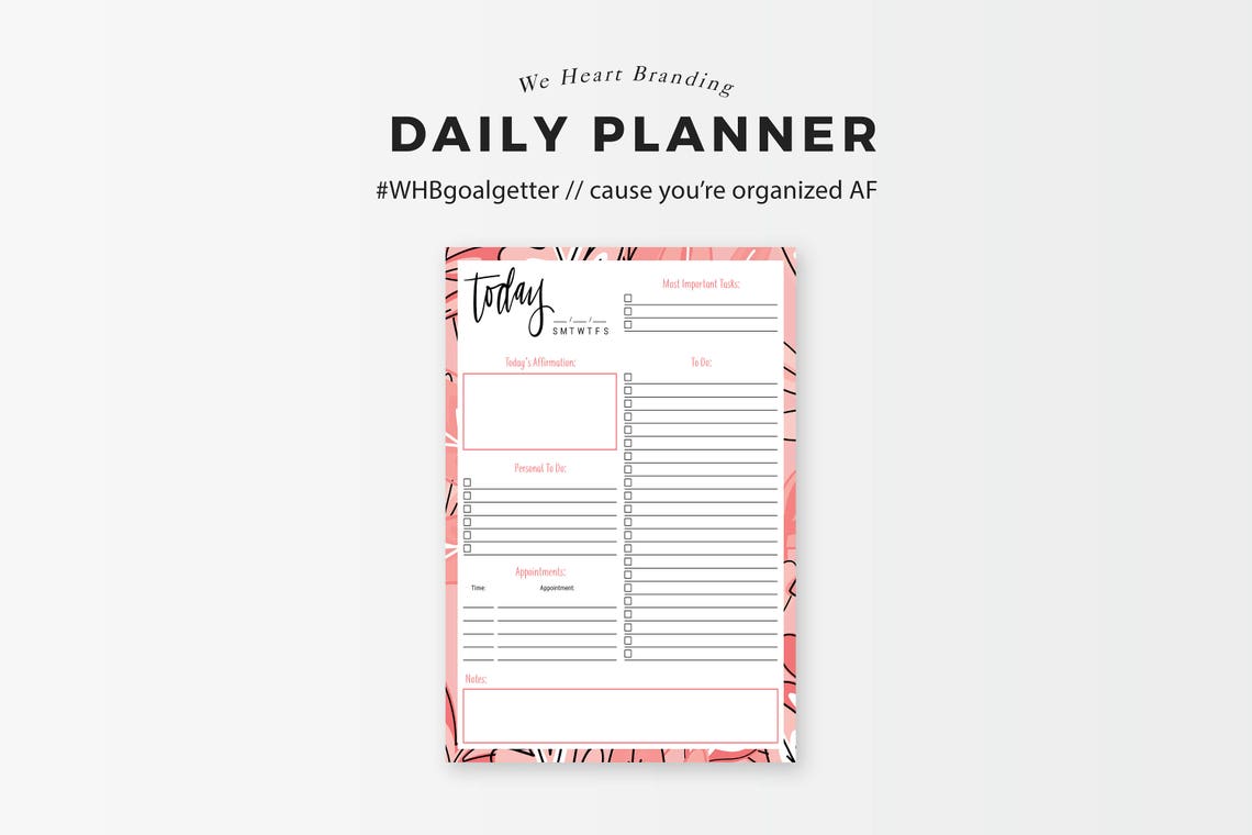 Today - Daily Planning Printable (pink and Peach) - Etsy
