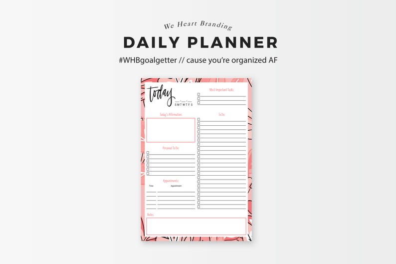 Today - Daily Planning Printable (pink and Peach) - Etsy