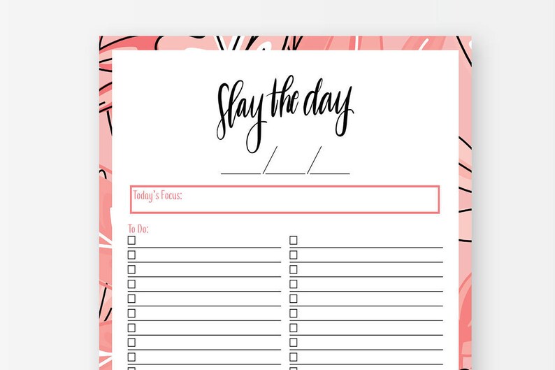 Slay the Day - Daily Planning Printable (pink) - Etsy