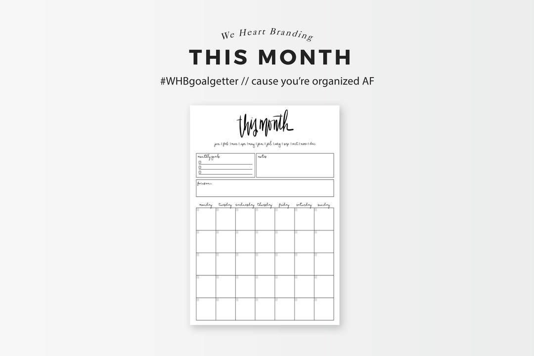 This Month - Monthly Planning Printable (classic) - Etsy