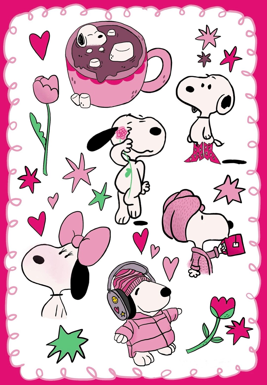 Snoopy Sticker Pack - Etsy