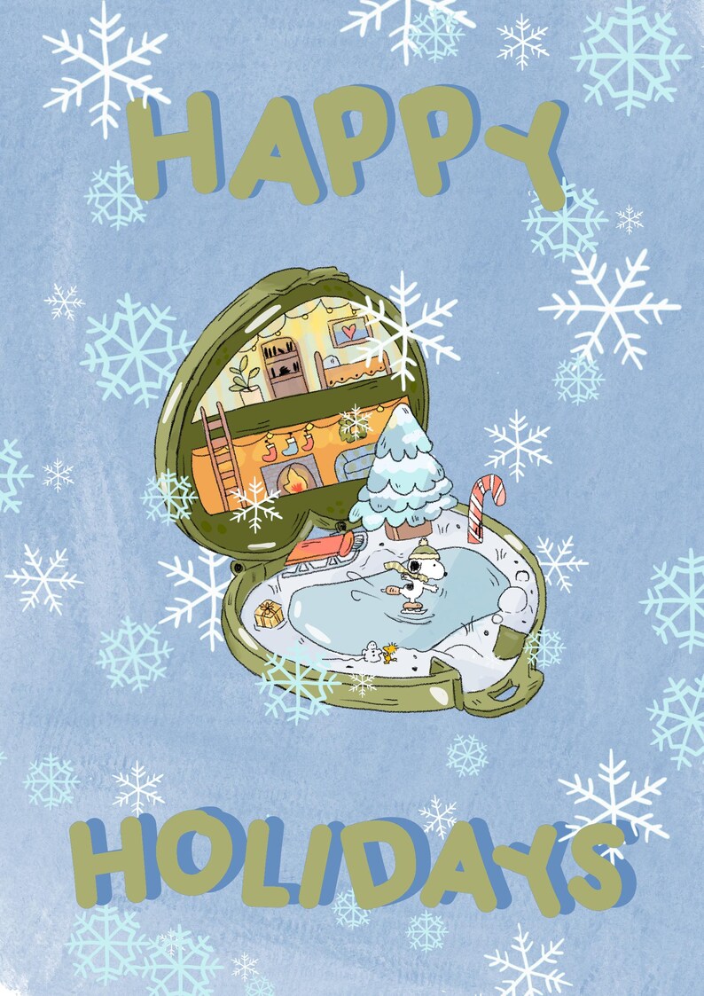 Happy Holidays Snoopy Pollypocket Card Christmas Hanukkah Kwanza New ...