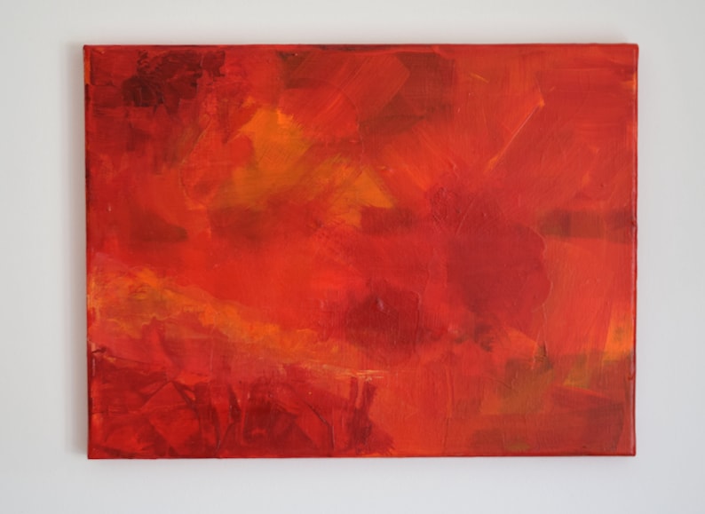 Collage Red Modern Art Original Art Minimalist Painting on Canvas ...