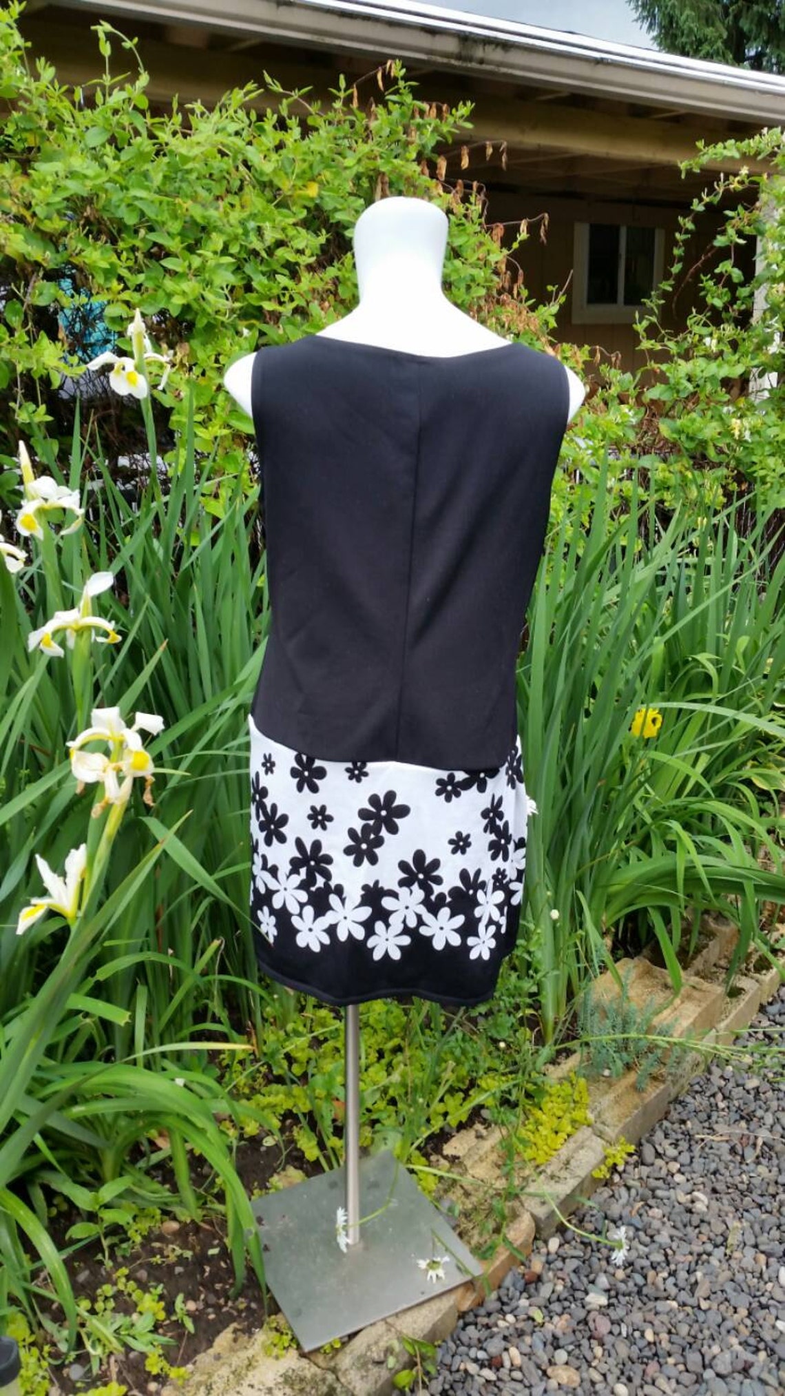 Black and white colors-Size XL-upcycled dress-Recycled | Etsy