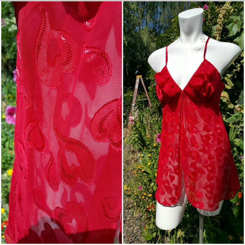 Hot Red Lingerie Size Medium Spaghetti Straps Teddy Decorated Etsy