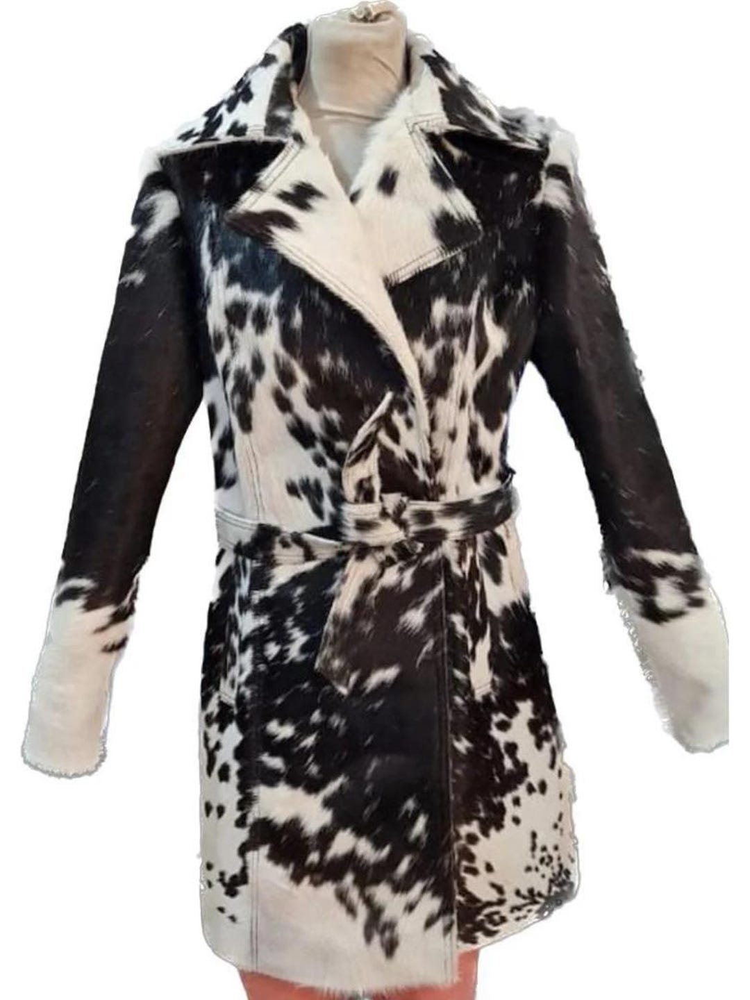 Stylish Cowhide Hair on Hide Leather Trench Coat - Western Chic ...
