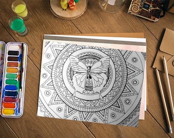 Aztec Zentangle Adult Coloring Page of Woodland Mushrooms. | Etsy