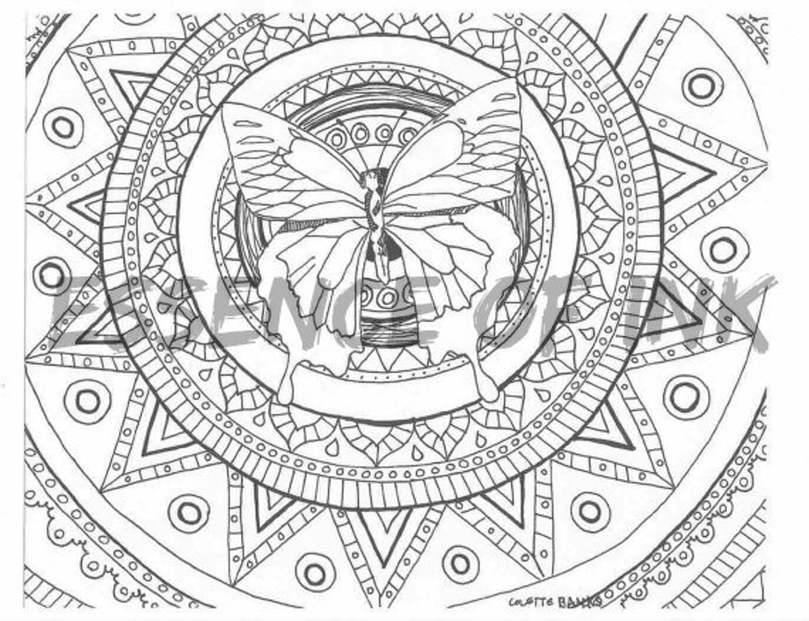 Mandala Adult Coloring Page of Butterfly - Etsy