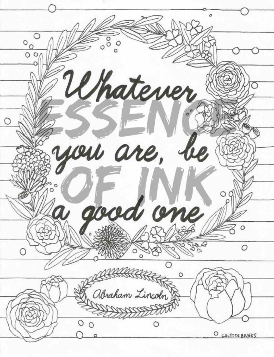 Quote Adult Printable Coloring Page Featuring a Quote From - Etsy