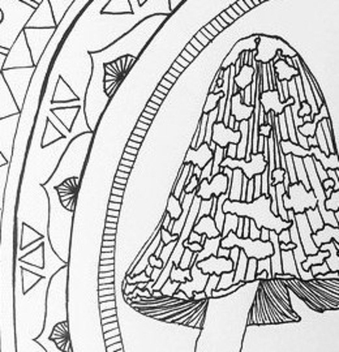 Aztec Zentangle Adult Coloring Page of Woodland Mushrooms. - Etsy