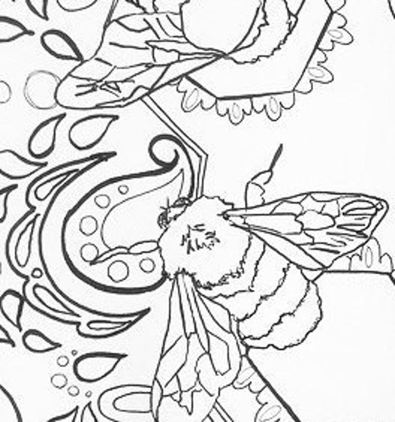 Bohemian Adult Coloring Page Bees; Zentangle, Aztec, Tribal Inspired ...