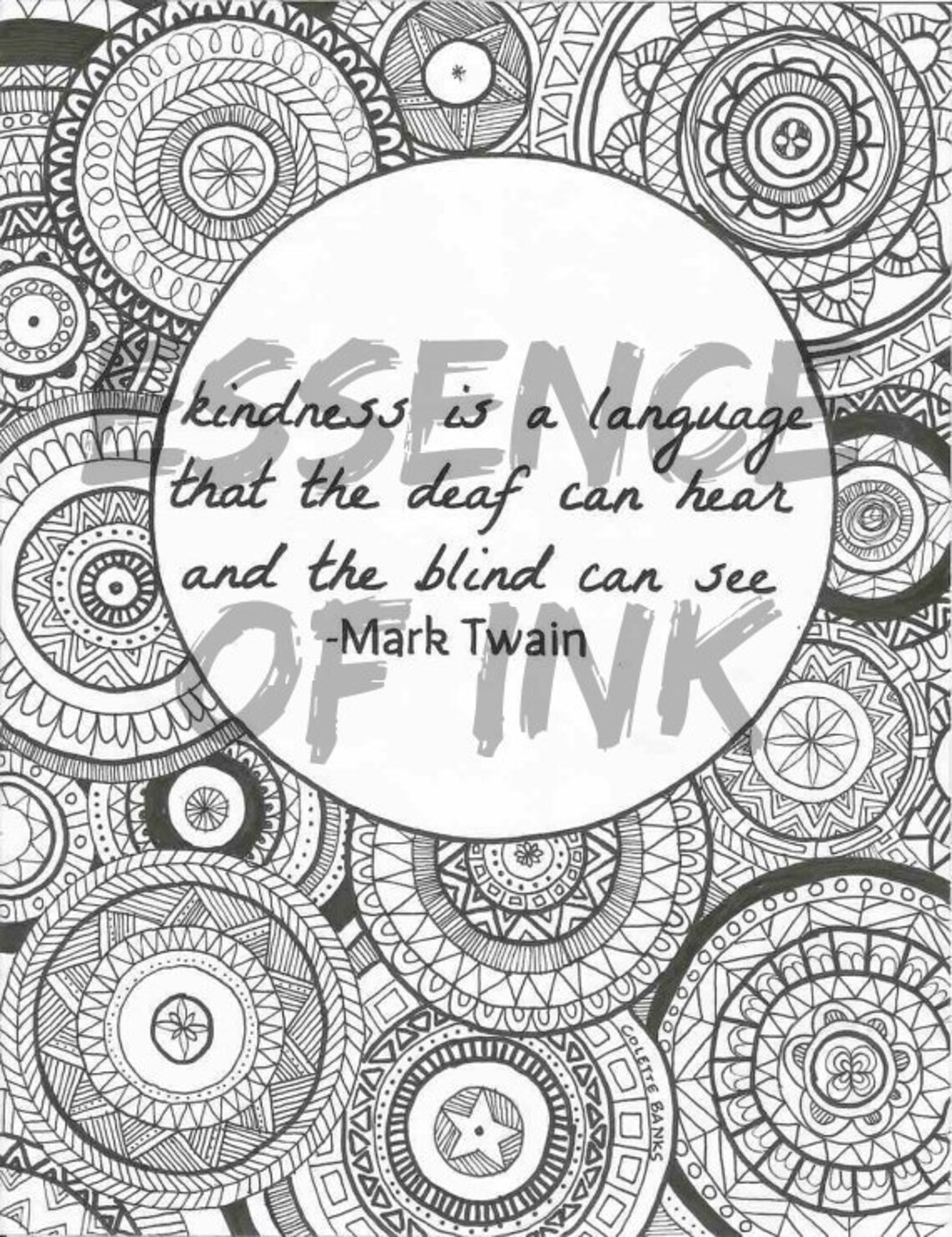 Quote Adult Coloring Page. Kindness by Mark Twain, Instant Download ...