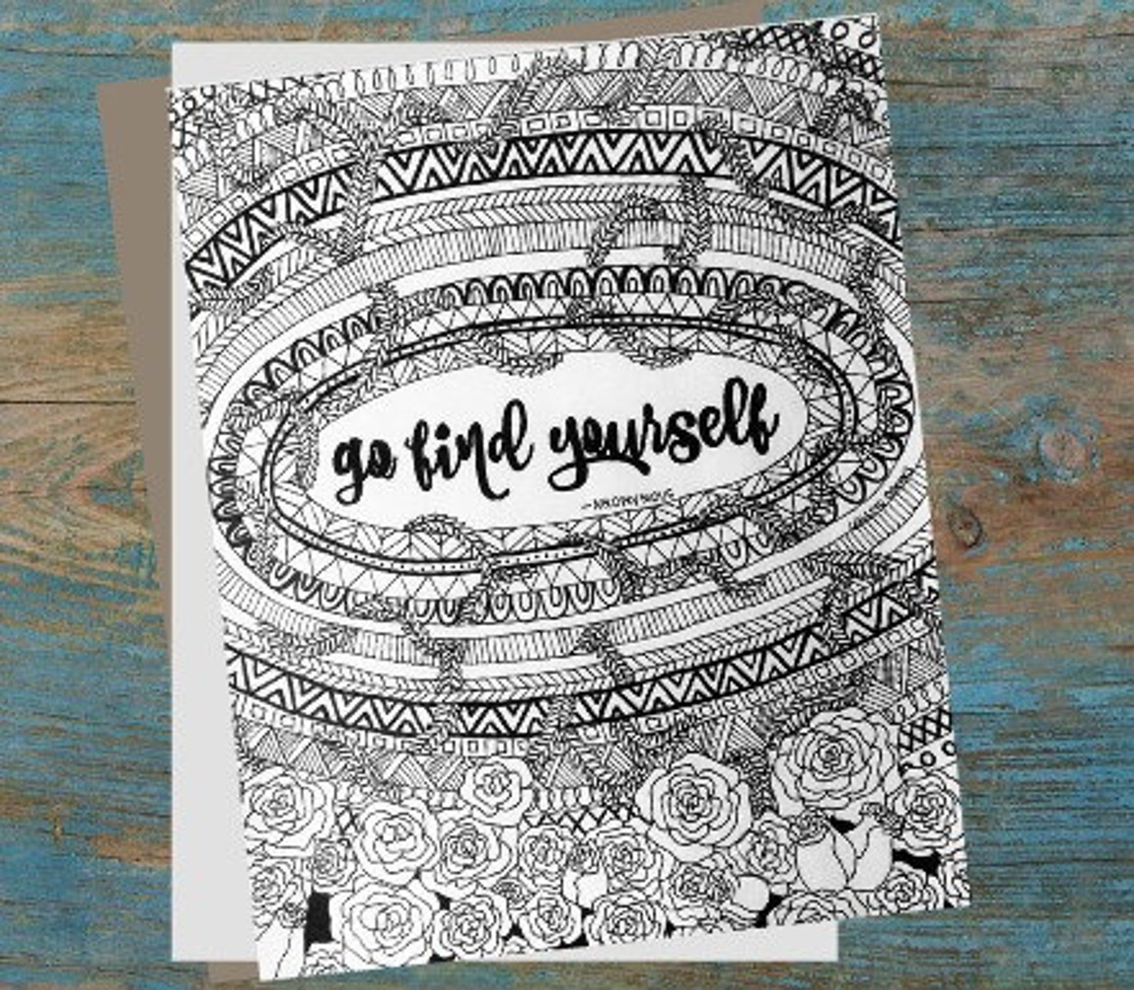 Go Find Yourself Quote Digital Print Adult Coloring Page - Etsy