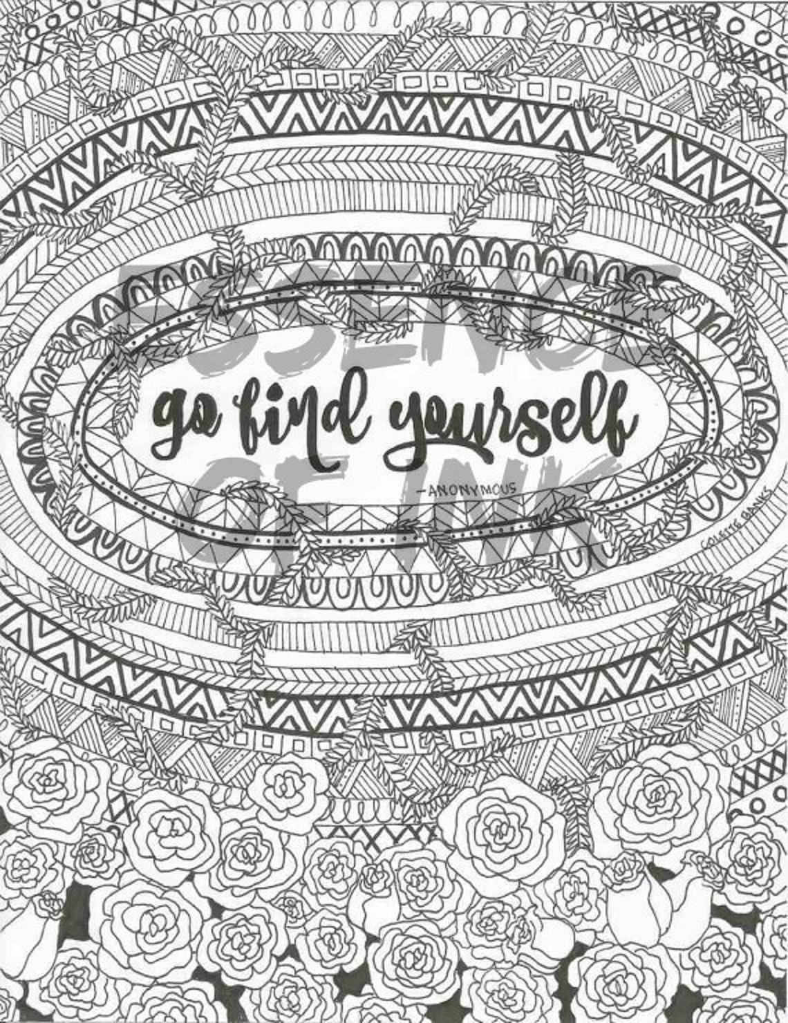 Go Find Yourself Quote Digital Print Adult Coloring Page - Etsy