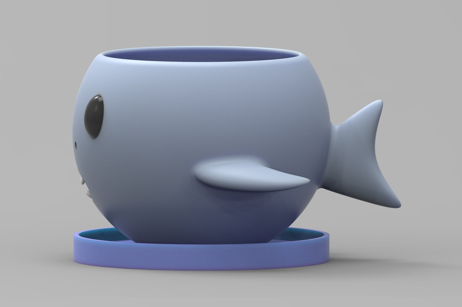 3D MODEL Cute Shark Flower Pot Planter STL File - Etsy