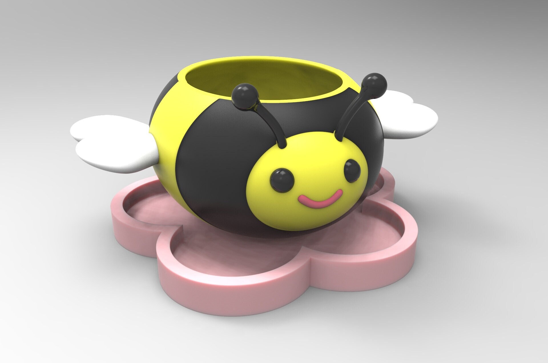 3D MODEL Cute Bee Flower Pot Planter STL File - Etsy