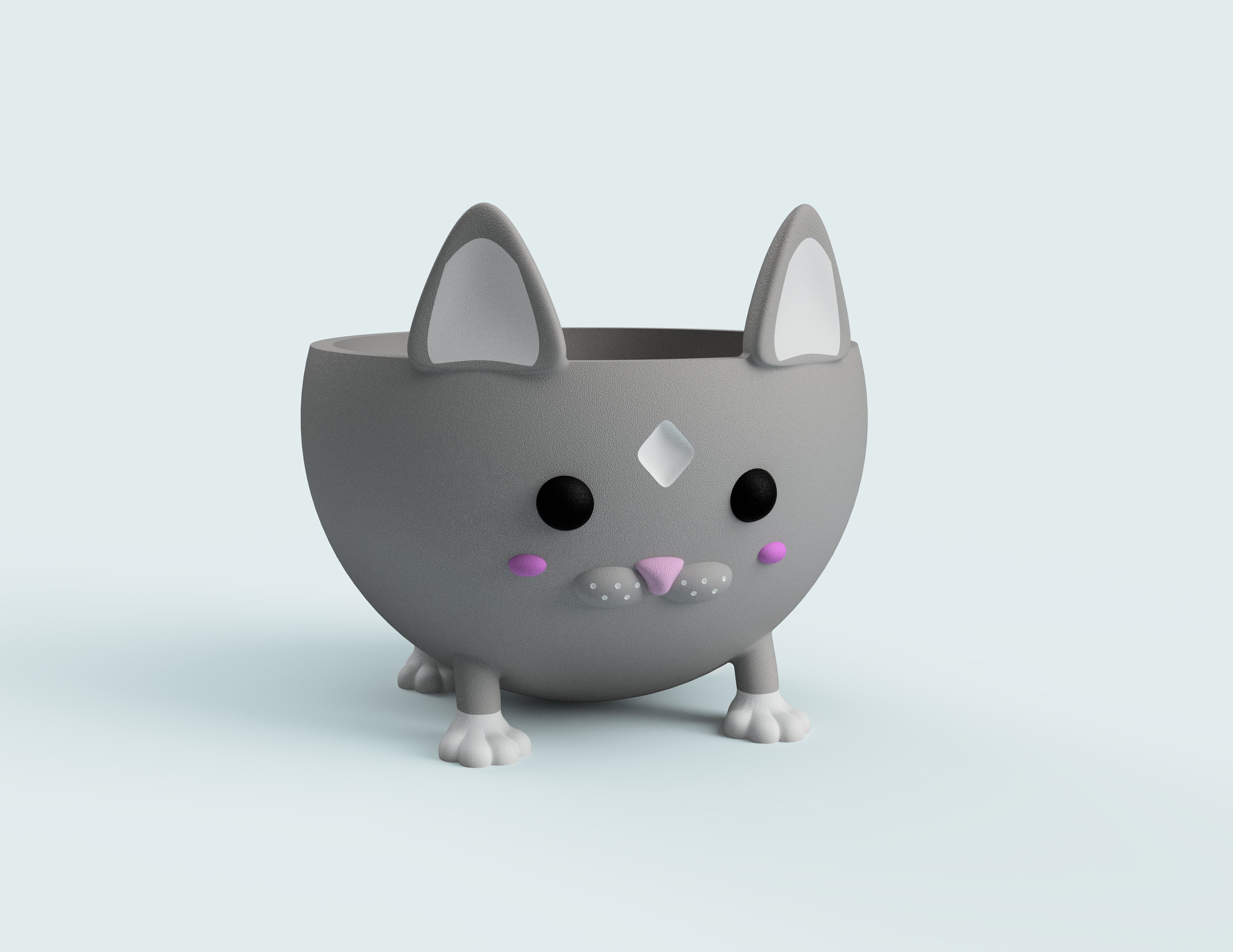 3D MODEL Cute Cat Flower Pot Planter STL File - Etsy