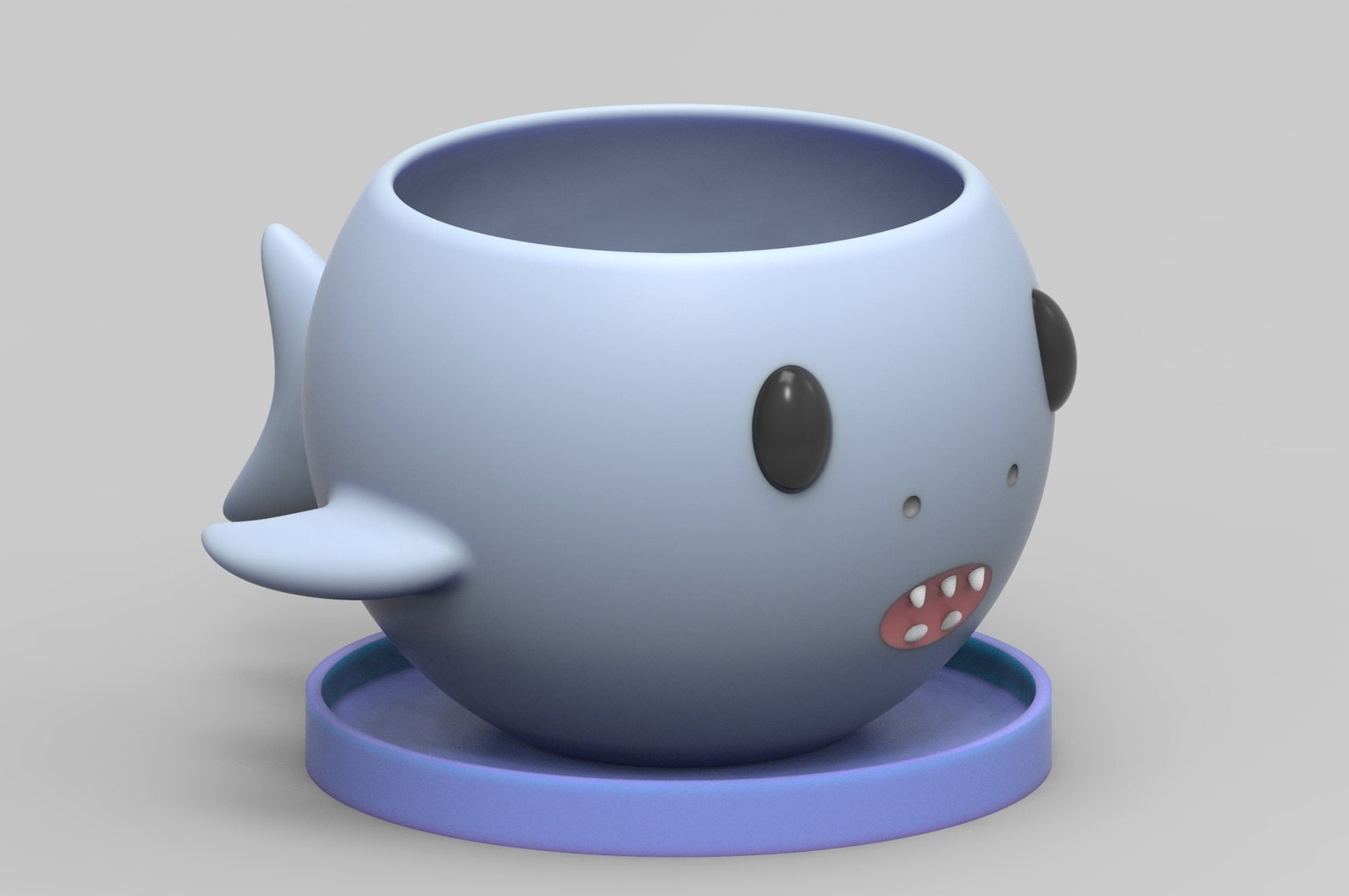 3D MODEL Cute Shark Flower Pot Planter STL File - Etsy
