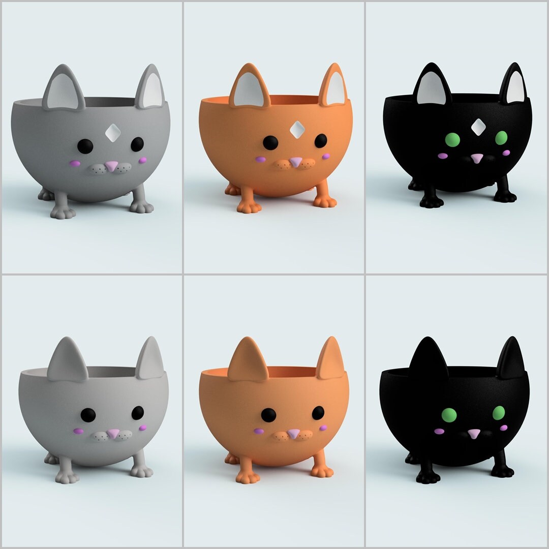 3D MODEL Cute Cat Flower Pot Planter STL File - Etsy