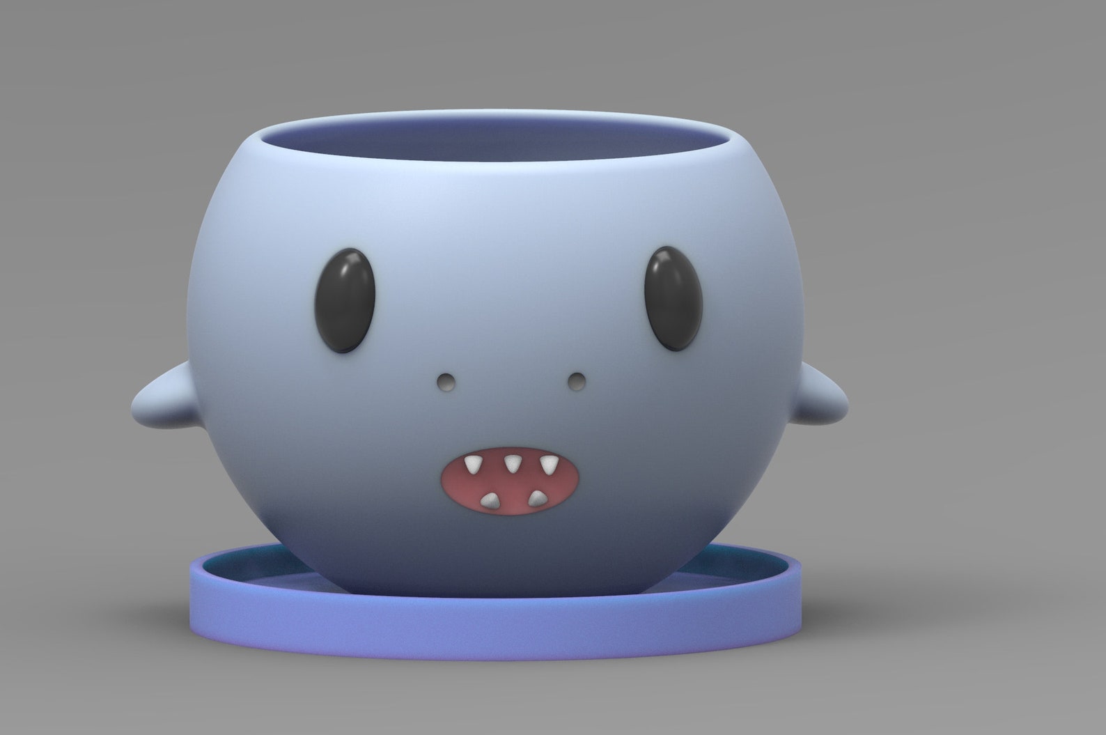 3D MODEL Cute Shark Flower Pot Planter STL File - Etsy