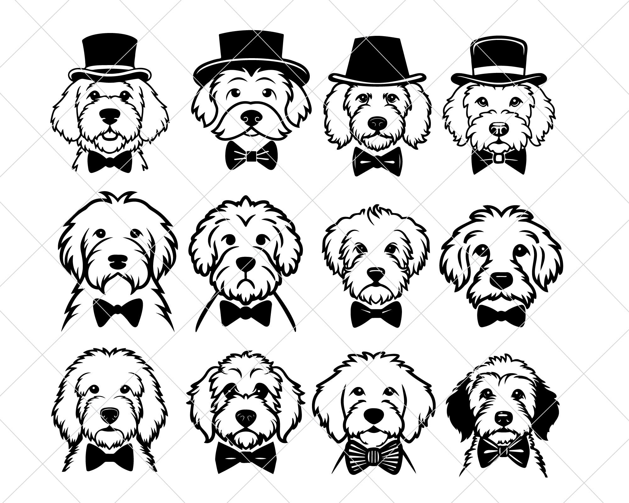 Dapper Golden Doodles SVG PNG Jpg Dxf Eps Pdf, Clipart, Dog, Top Hat ...