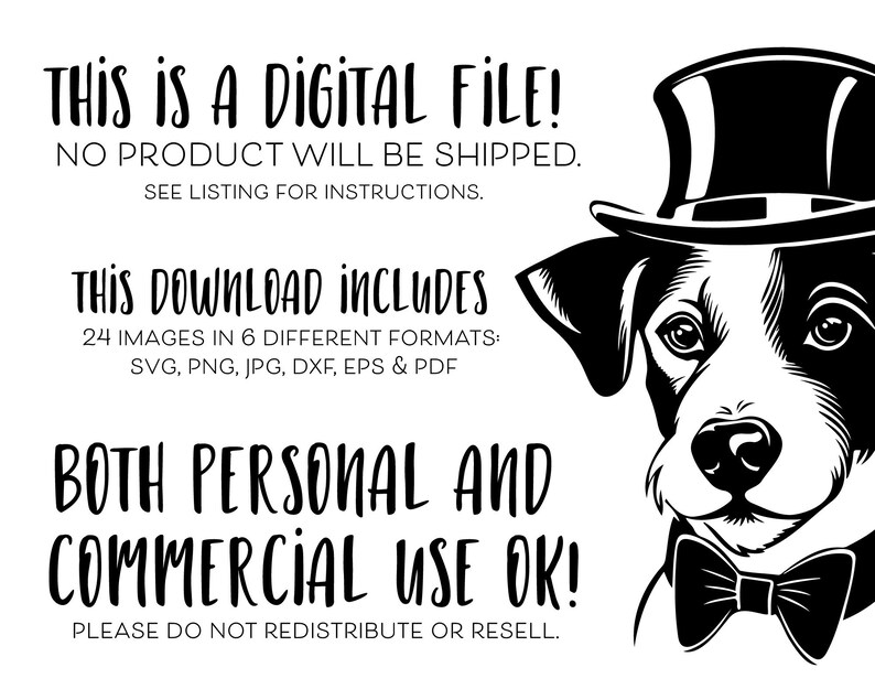 Dapper Jack Russell Terriers SVG PNG Jpg Dxf Eps Pdf Clipart - Etsy