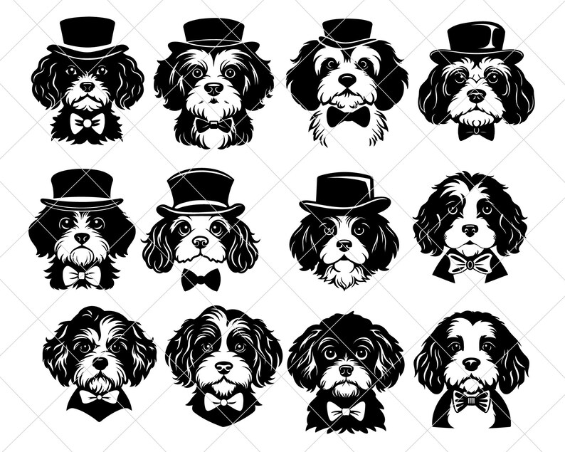 Dapper Cavapoos SVG PNG Jpg Dxf Eps Pdf, Clipart, Dog, Top Hat, Bow Tie ...